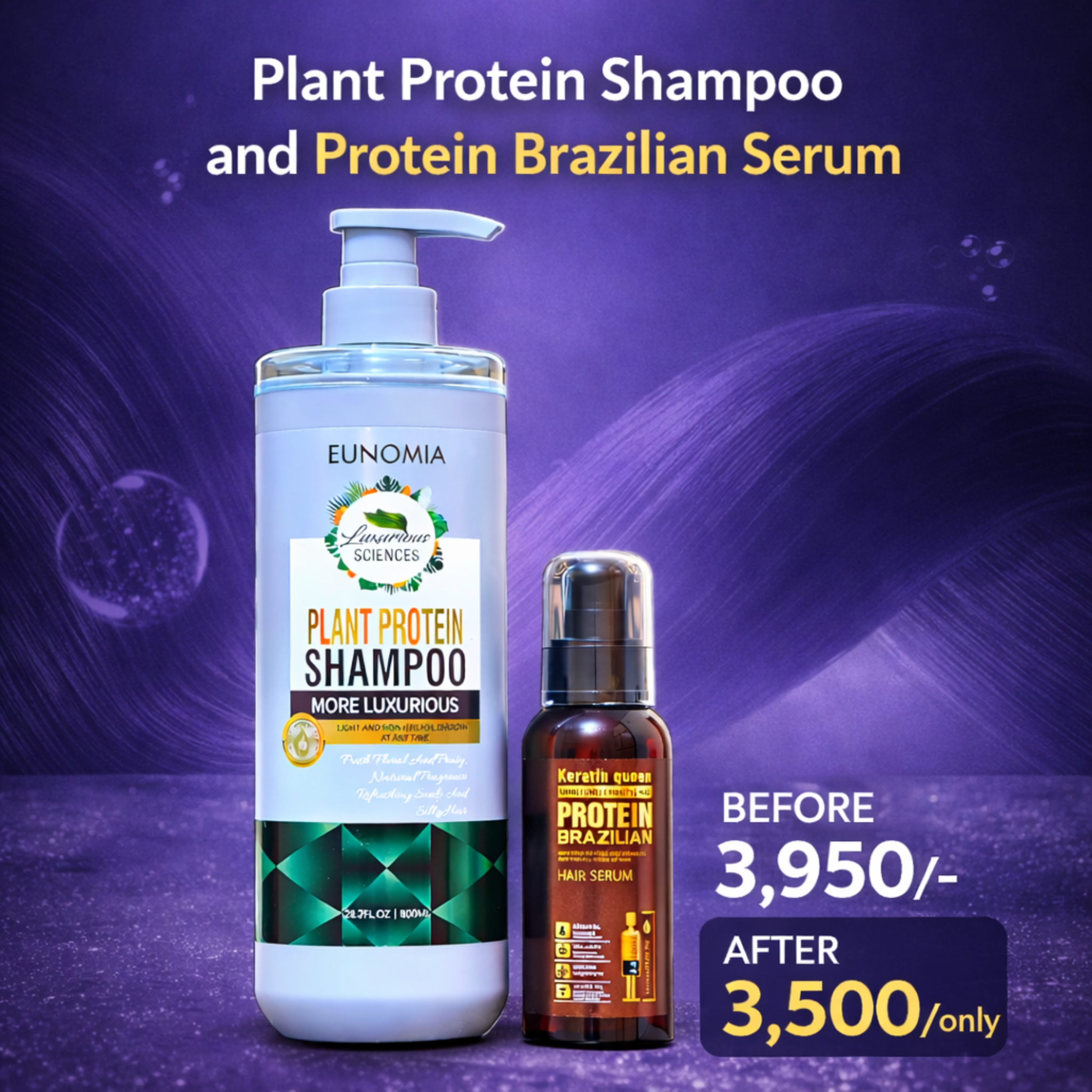 EUNOMIA Plant Protein Shampoo & Ceramide Serum Combo – Repair & Smooth
